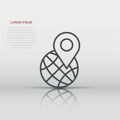 Global Navigation Icon In Flat Style Globe Pin Gps Vector Illustration