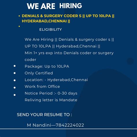 m nandini on linkedin we are hiring denials and surgery coder s up