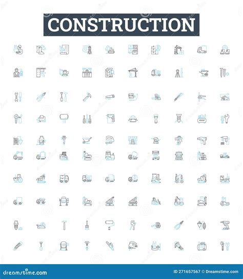 Construction Vector Line Icons Set Build Structure Construct Architect Edifice Engineering