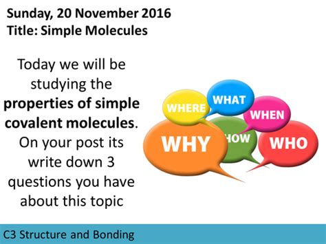 Aqa Gcse C3 Structure And Bonding L5 Simple Molecules Teaching Resources
