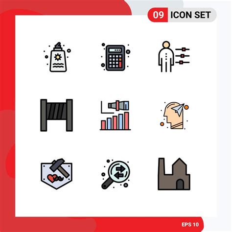 Stock Vector Icon Pack Of 9 Line Signs And Symbols For Long Tools