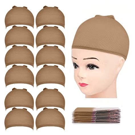 Hair Mesh Wig Cap Hair Net Stocking Wig Caps For Women 12 Pack Light