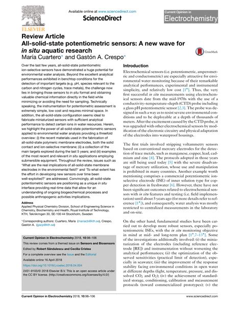Pdf All Solid State Potentiometric Sensors A New Wave For In Situ Aquatic Research