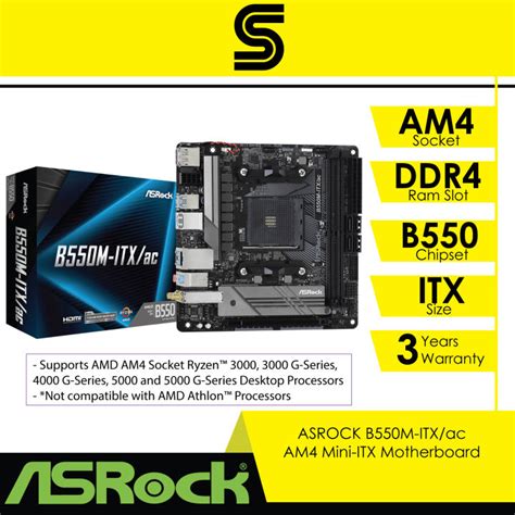 Asrock B M Itx Ac Am Mini Itx Motherboard Combo Deal With Amd Processor Lazada