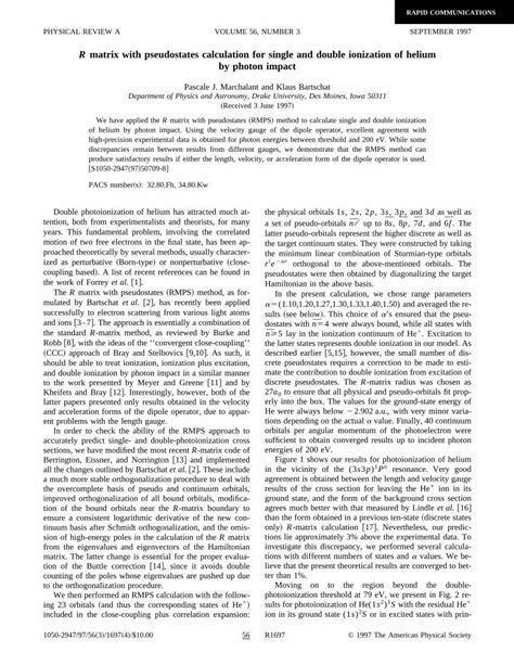 Pdf Matrix With Pseudostates Calculation For Single And Double