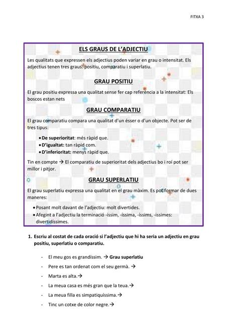Ejercicio De Els Graus De Ladjectiu Cuadernos Interactivos Fichas