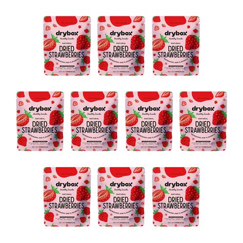Drybox Dried Strawberries No Sugar Added 12 Portion Packs Sliced Dry