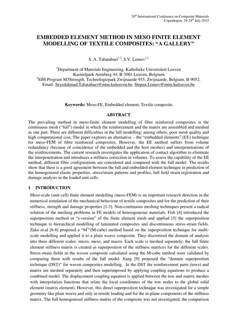 Pdf Embedded Element Method In Meso Finite Element Modelling Of