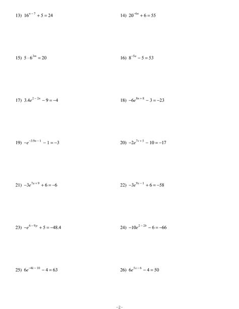 Solving Exponential Equations With Logarithms Worksheet — Db