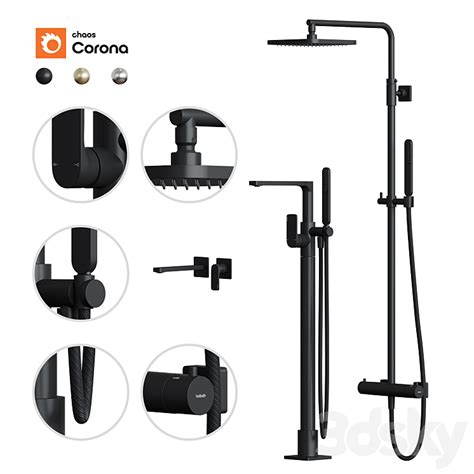 Faucets And Shower Hotbath Gal Water Faucet Set 4 Faucet 3d Model