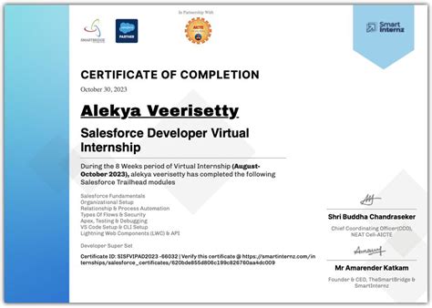Alekya Lingamsetty On Linkedin Smartinternz Salesforce
