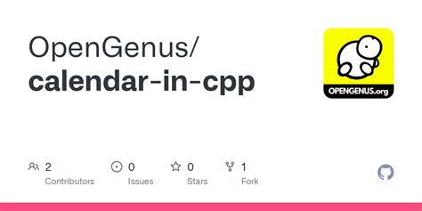 Github Opengenuscalendar In Cpp