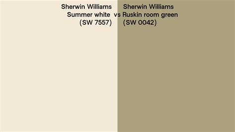 Sherwin Williams Summer White Vs Ruskin Room Green Side By Side Comparison