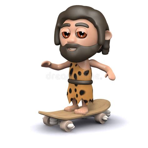 Homem Das Cavernas Em Um Skate Ilustração Stock Ilustração de