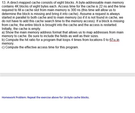 SOLVED 13 A Direct Mapped Cache Consists Of Eight Blocks A Bvte