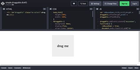 Simple Draggable Div Prefixes Css Preprocessor Autosave