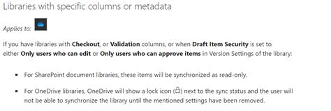 sharepoint library require check out feature and onedrive sync are