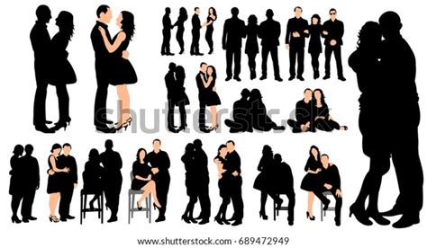 Collection Silhouettes Guy Girl Hugging Stock Vector Royalty Free
