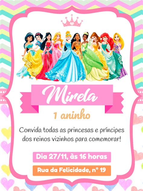Invitación De Cumpleaños De Princesas De Disney Un Increíble Editor