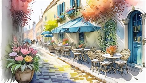 Download Ai Generated Cafe Street Royalty Free Stock Illustration