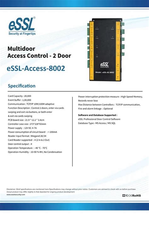 Essl Access 8002 Multidoor Access Control 2 Door Usb Broad Spectrum Frequency Hopping At