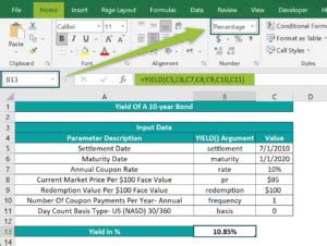 Excel YIELD Function Formula Examples How To Use