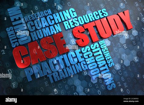 Case Study Wordcloud Concept Red Word In Blue Wordcloud On Digital Background Stock Photo Alamy
