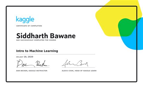 Siddharth Bawane Completed The Intro To Machine Learning Course On Kaggle