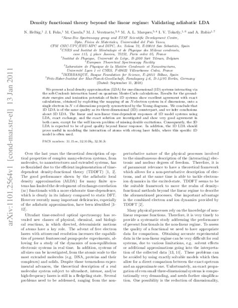 Pdf Density Functional Theory Beyond The Linear Regime Validating An