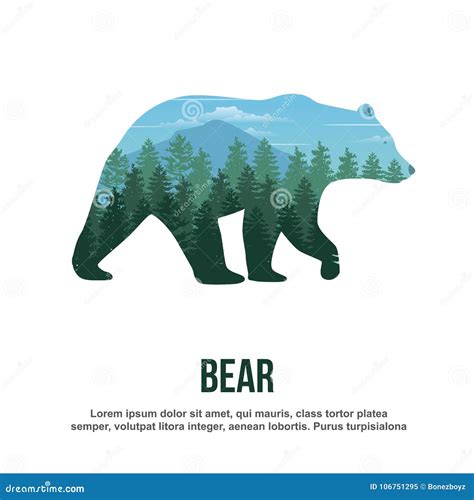 Bear Double Exposure Stock Vector Illustration Of Bear