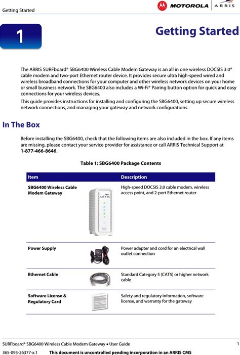ARRIS Group SBG6400 2 Port DOCSIS 3 0 Gateway User Manual Wireless Cable Modem Gateway