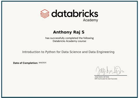 Completed Introduction To Python For Data Science And Data Engineering On Databricks Anthony