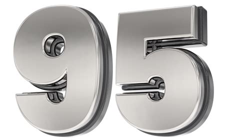 95 Number Silver And Black 3d Render 41280404 Png