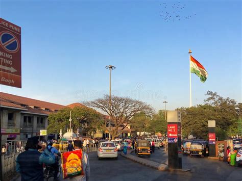 Indian National Flag And Traffic Near Pune Railway Station Pune