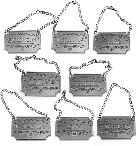Decanter Tags Liquor Decanter Labels Set Of 8 Silver