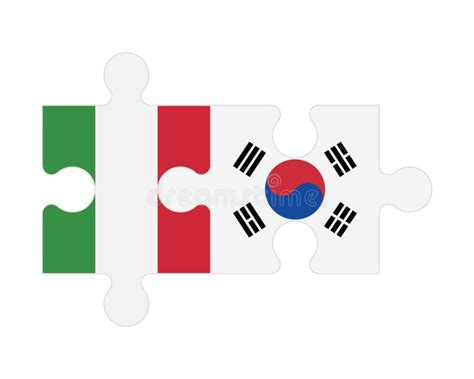 Puzzle Of Flags Of Italy And South Korea Vector Stock Vector