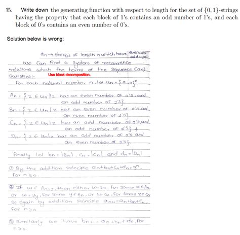 Solved 15 Write Down The Generating Function With Respect Chegg Com