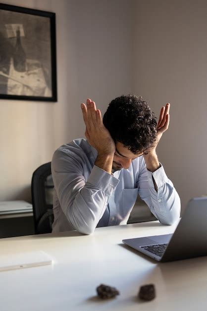Free Photo Medium Shot Anxious Man Indoors