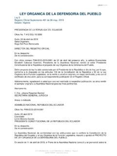 LEY ORGANICA DE LA DEFENSORIA DEL PUEBLO Ley Organica De La