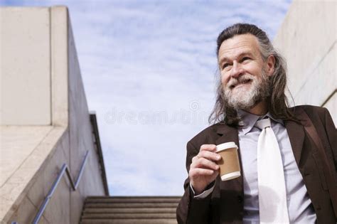 Executive Manager In Classy Suit With Coffee Stock Image Image Of