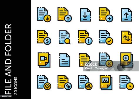 File And Folder Icon Pack Set Icon Design Stock Illustration Download Image Now Business