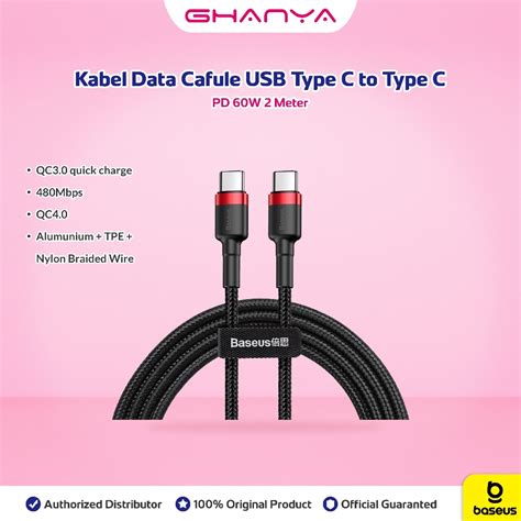 Jual Baseus Original Kabel Data Usb Type C To Type C W A Cafule M Cm Pd Qc Fast
