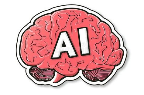 Cartoon Style Pink Brain Text Ai Prominently Displayed Symbolizing Artificial Intelligence