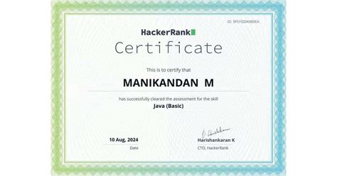 Manikandan Madheswaran On Linkedin Hackerrank Skill Certificate