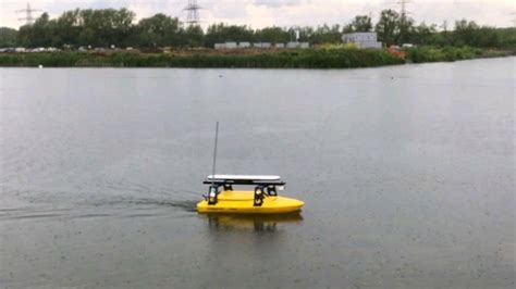 Multibeam Echosounder Equipped Usv Used In Shallow Inland Water