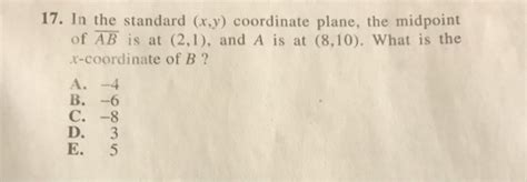 Solved In The Standard X Y Coordinate Plane The Chegg