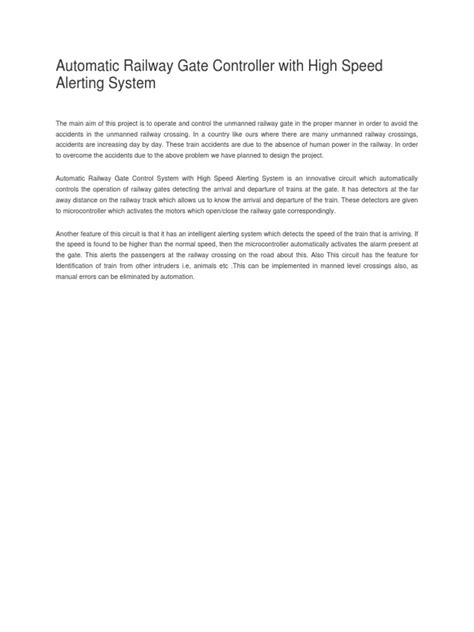 Automatic Railway Gate Control Pdf Rail Transport Sensor