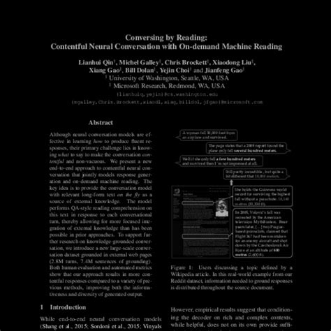 Conversing By Reading Contentful Neural Conversation With On Demand Machine Reading Acl Anthology