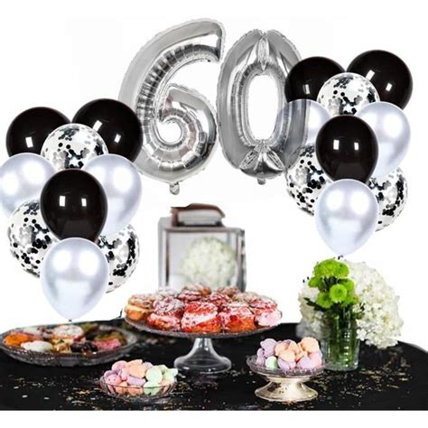 Décorations Anniversaire 60 Ans Homme Noir Argent Ballon Anniversaire