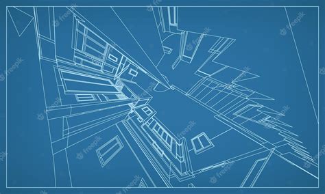 Premium Vector 3d Perspective Render Of Building Wireframe Structure Abstract Construction
